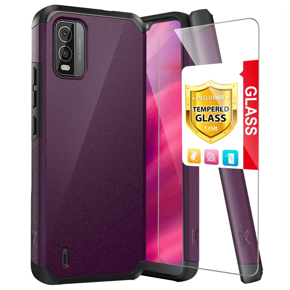 TJS for Nokia C210 Phone Case, with Tempered Glass Screen Protector ...
