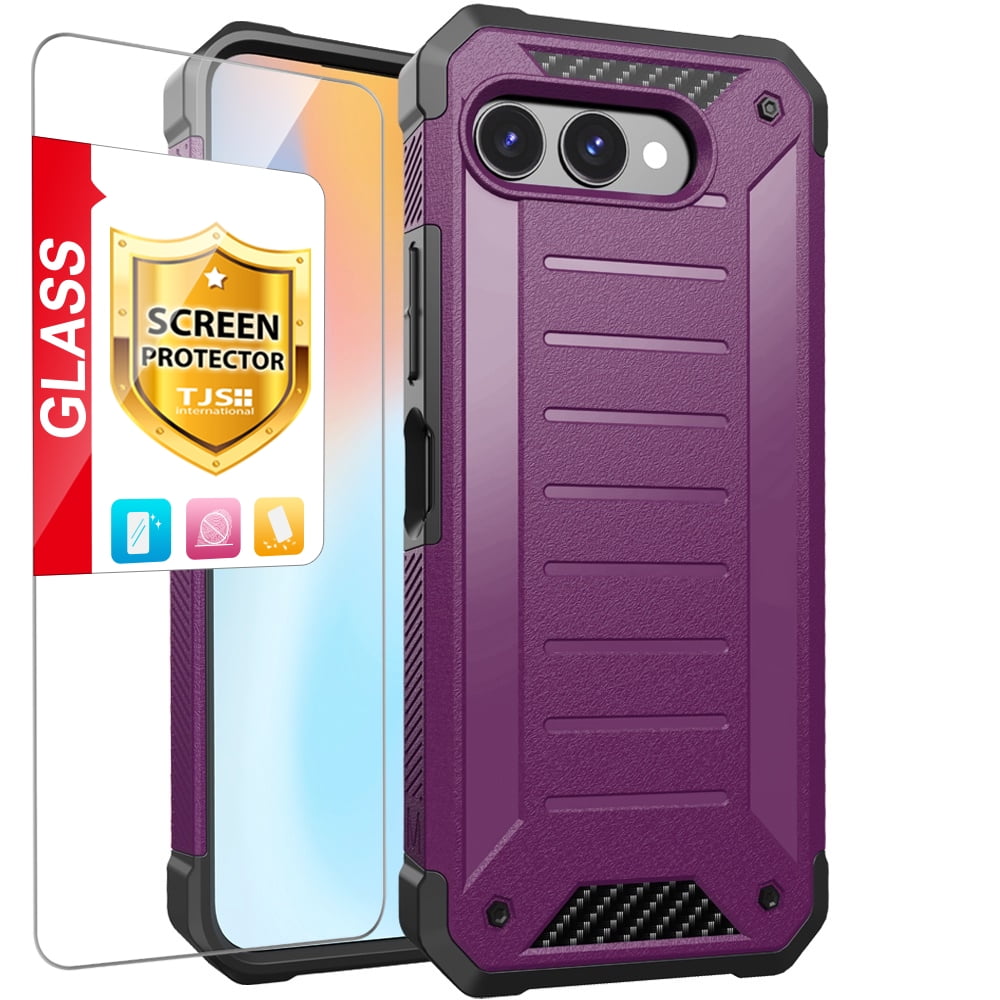 TJS for T-Mobile REVVL 8 Phone Case, with Tempered Glass Screen ...