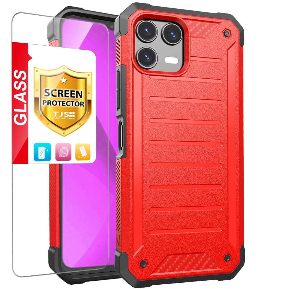 TJS for T-Mobile REVVL 8 Pro Phone Case, with Tempered Glass Screen ...