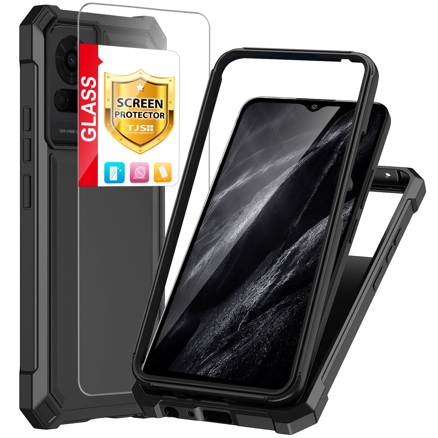TJS for TCL K24 (T434D) / K23 Phone Case, with Tempered Glass Screen ...