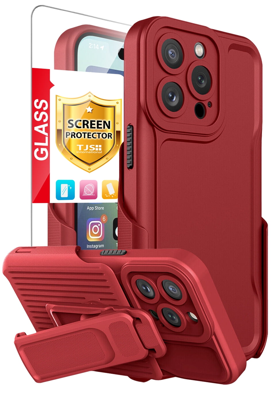 TJS for iPhone 13 Pro Max Case, 6.7 inch, with Belt Clip Holster and ...