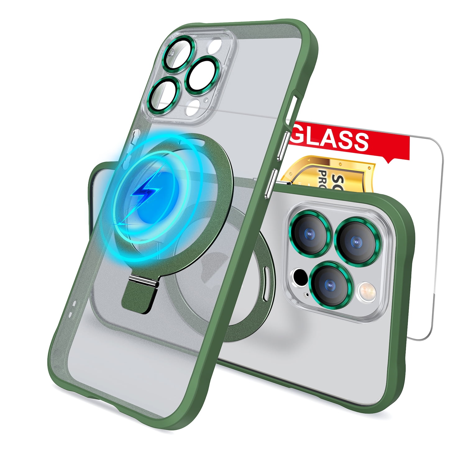 TJS for iPhone 15 Plus Phone Case, with Tempered Glass Screen Protector ...