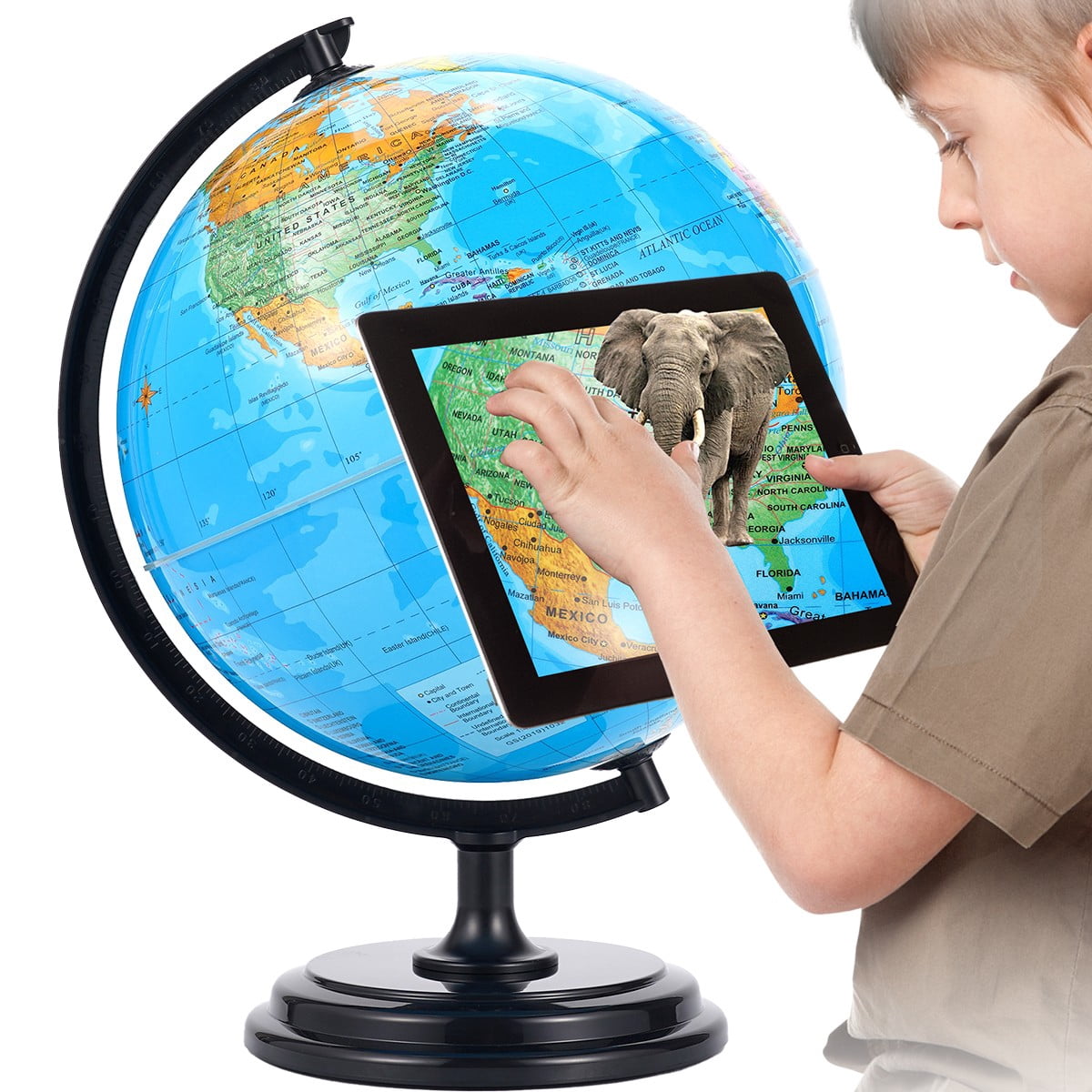 TJT World Globe for Kids and Adults, 12 inch AR Interactive Globes with ...