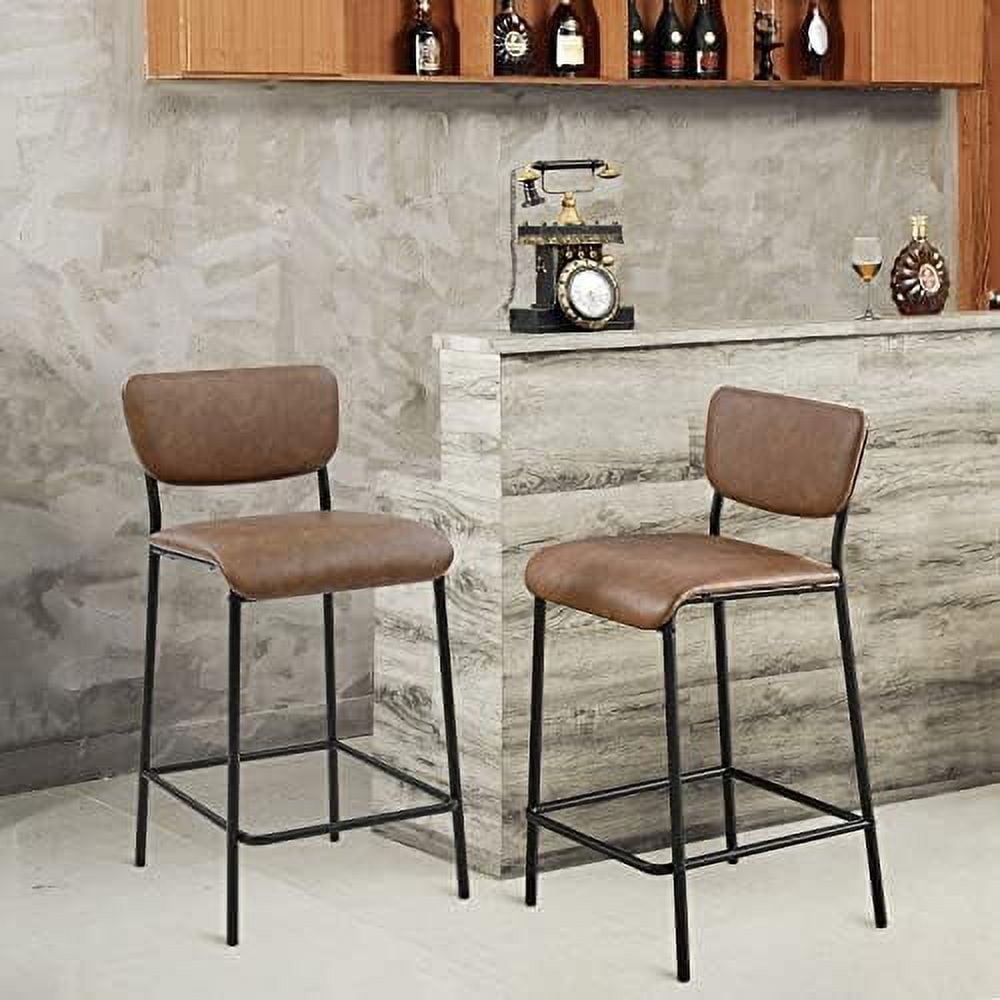 TJUNBOLIFE Counter Height Stools Upholstered Stool with Low Back ...