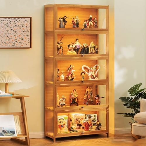 TJUNBOLIFE Curio Display Cabinet Display Cabinet with 5-Tier Shelves ...