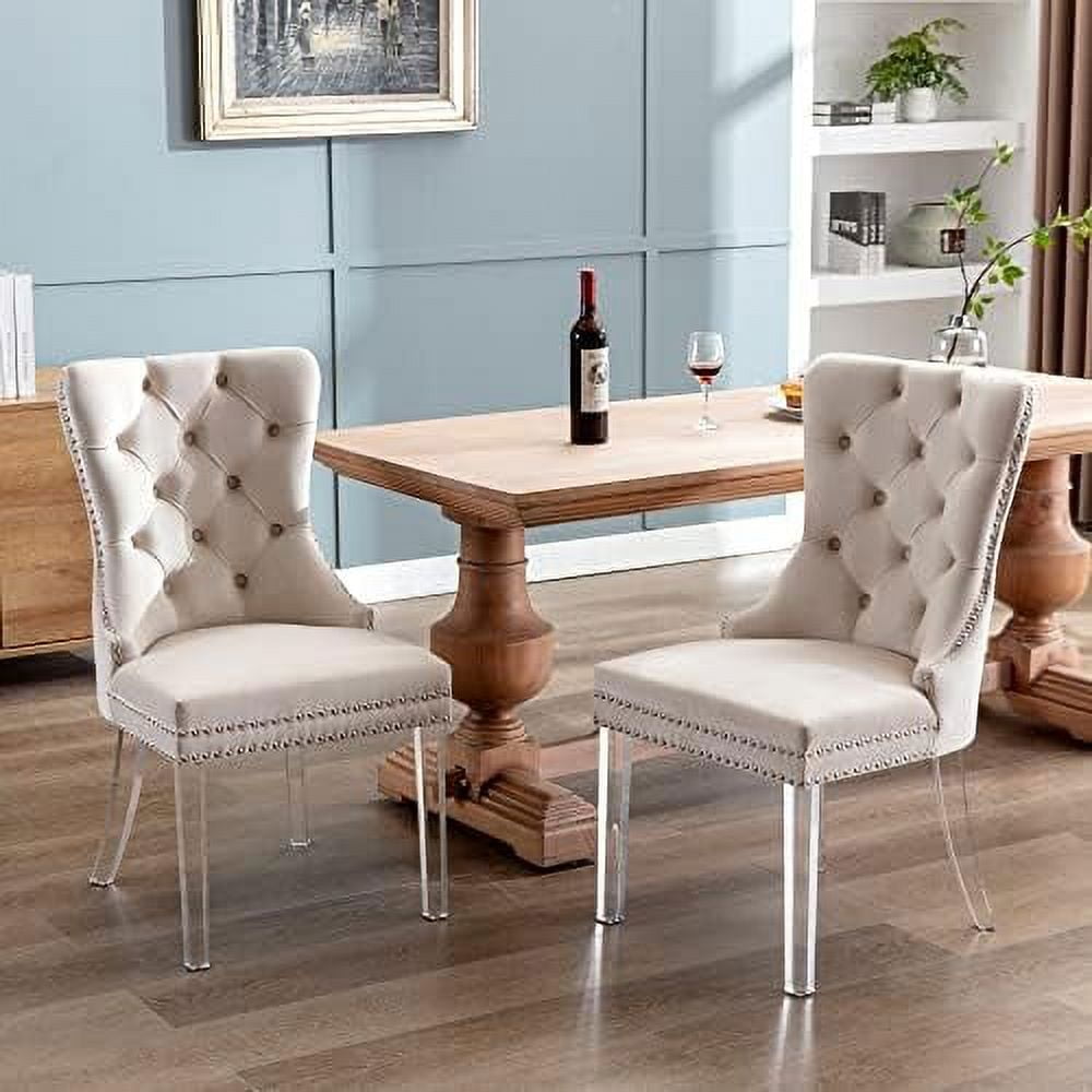 TJUNBOLIFE Dining Chairs Set of 2 Velvet Dining Room Chair Gold Metal ...