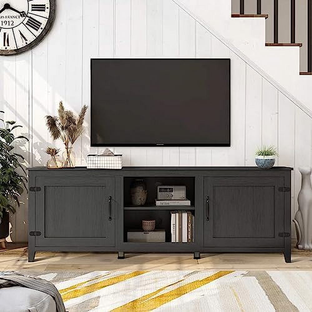 TJUNBOLIFE Grey TV Stand for 75+ Inch TV TV Media Center for 55 65 70 ...