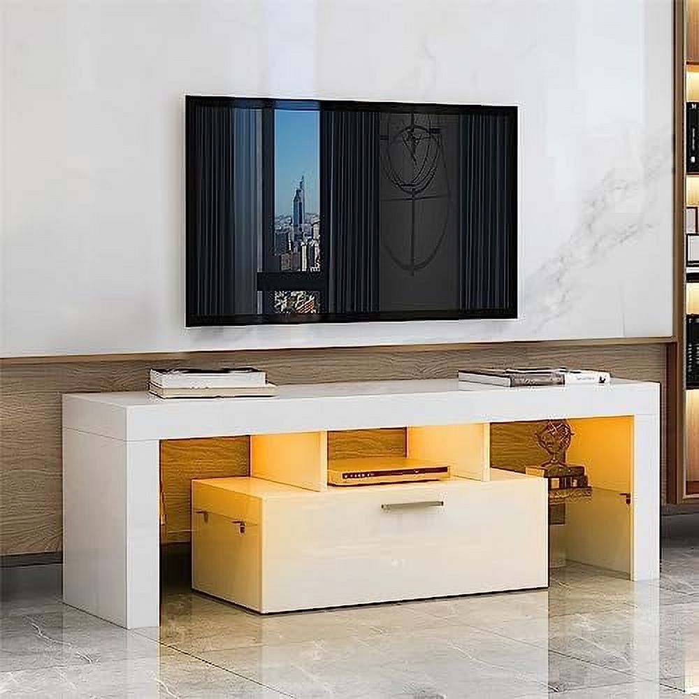 TJUNBOLIFE Harper & Bright Designs Modern TV Stand with LED Lights 2 ...