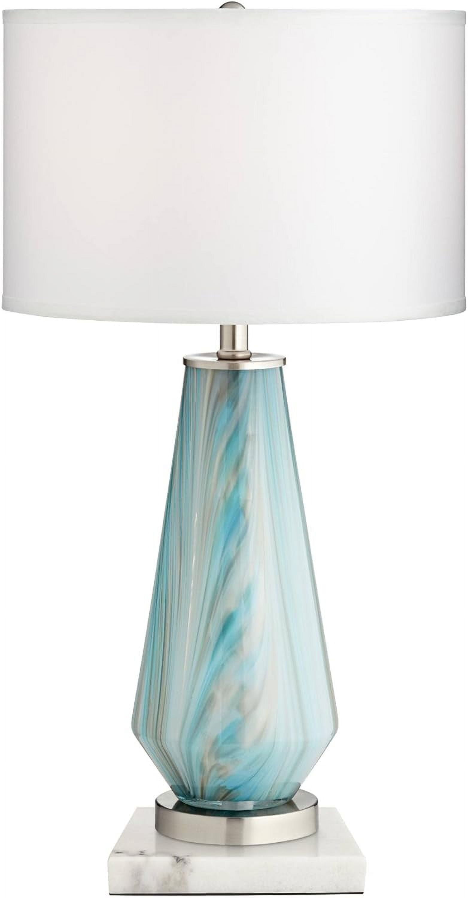 TJUNBOLIFE Jaime Coastal Table Lamp 26" High with Square White Marble ...