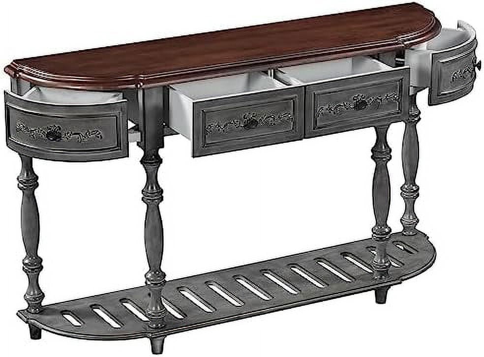 TJUNBOLIFE Retro Console Table with Drawers and Open Circular Curved ...