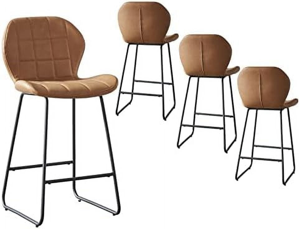 TJUNBOLIFE Stools Modern PU Leather Height Stool Chairs with Back and ...