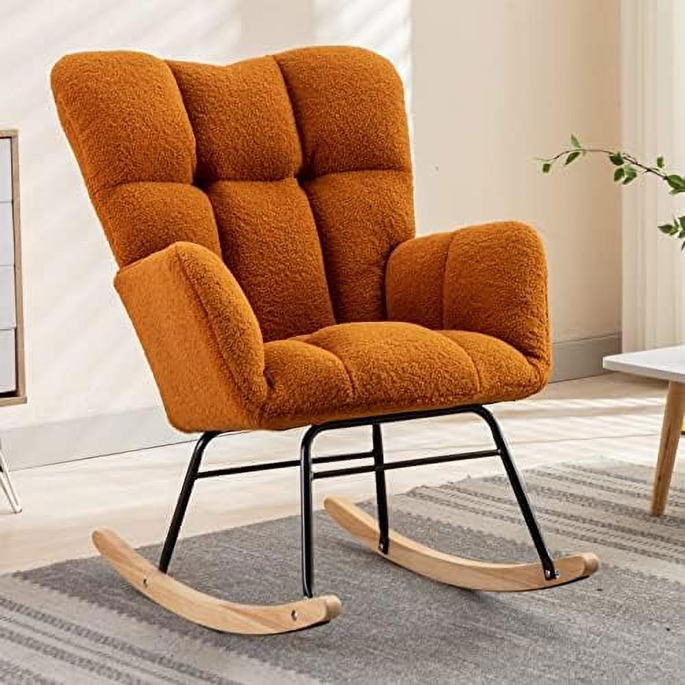 TJUNBOLIFE Velvet Rocking Accent Chair Uplostered Glider Rocker ...