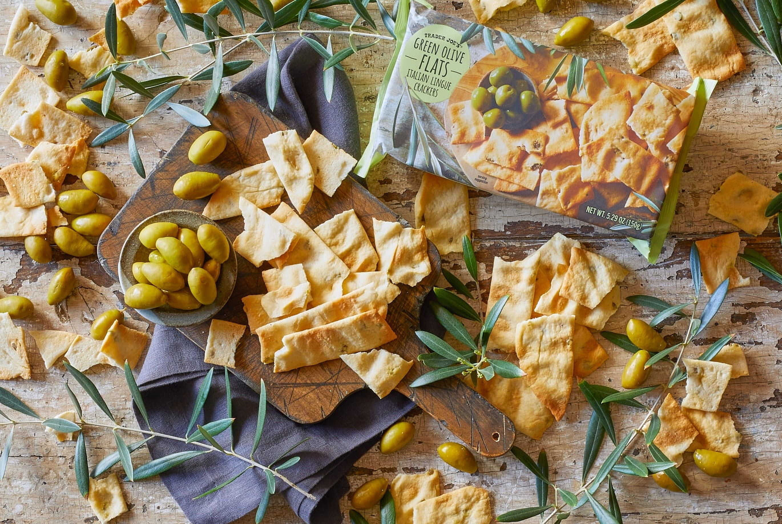 Pack of 2 - TJs Green Olive Flats Italian Lingue Crackers 5.29 Oz ...