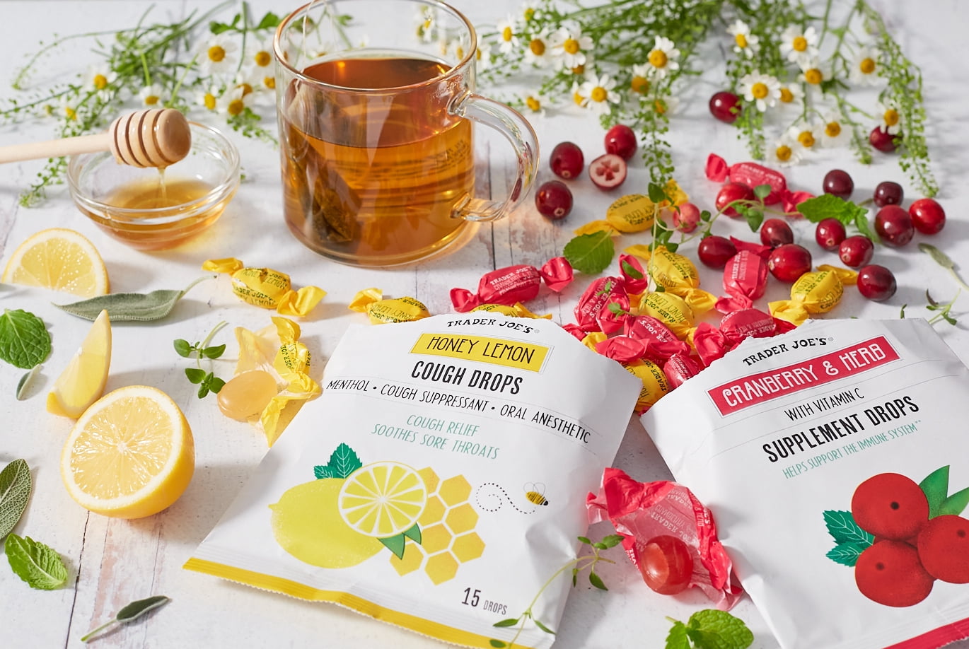 TJs Honey Lemon Cough Drops 15 Each - Pack of 2 - Walmart.com