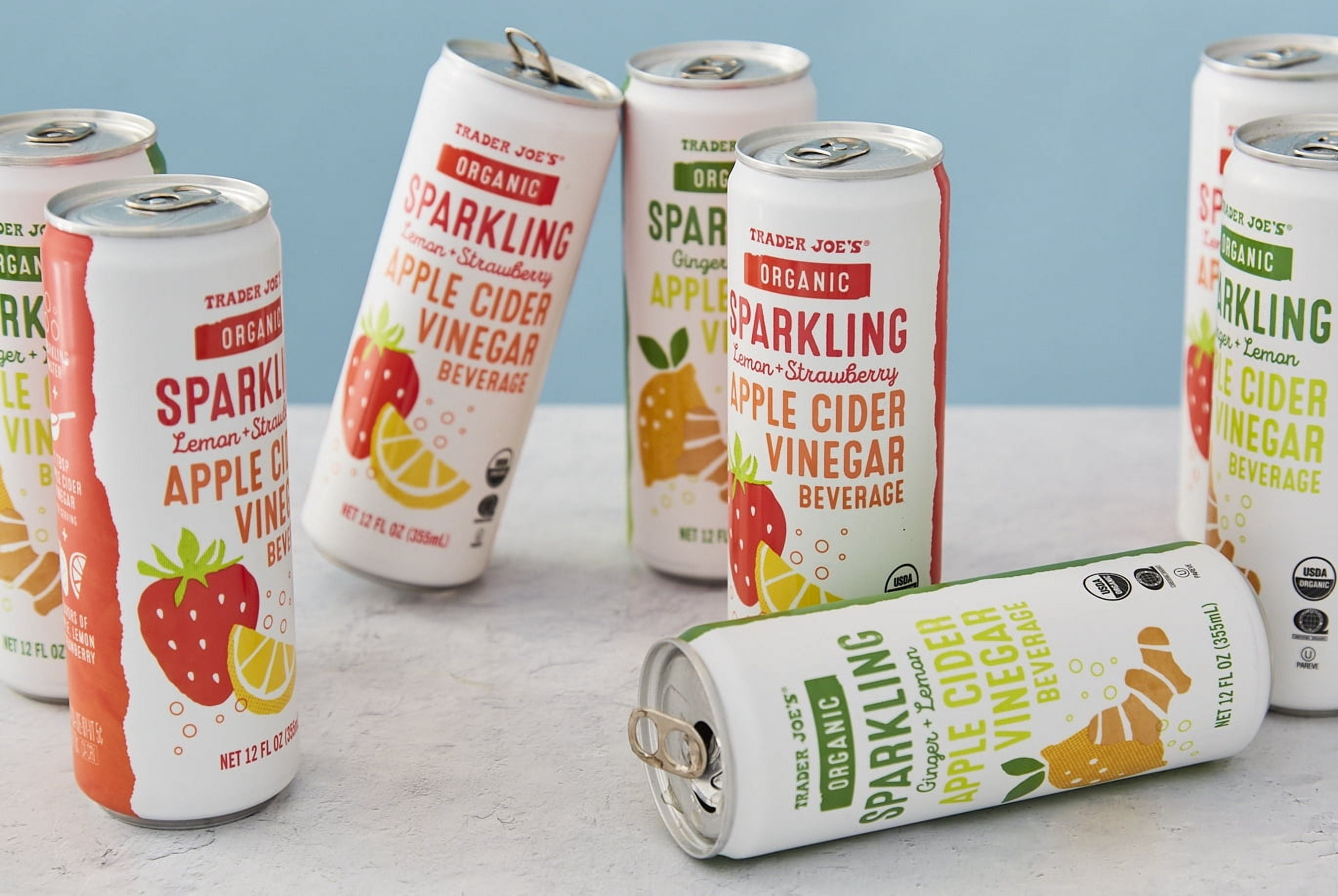 Pack of 2 - TJs Organic Sparkling Ginger + Lemon Apple Cider Vinegar Beverage 12 Fl Oz - Walmart.com