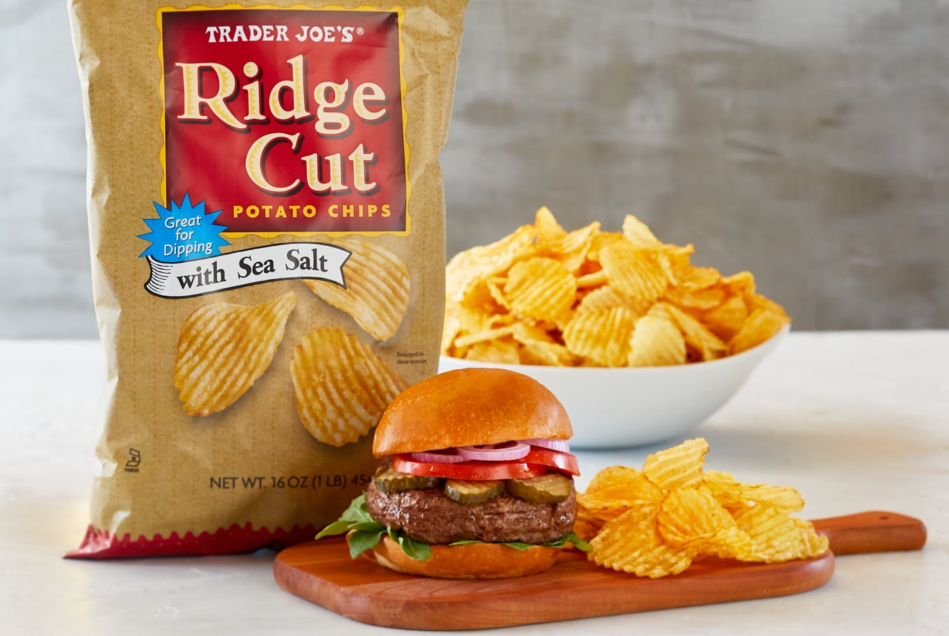 Pack of 2 - TJs Ridge Cut Potato Chips with Sea Salt 16 Oz - Walmart.com