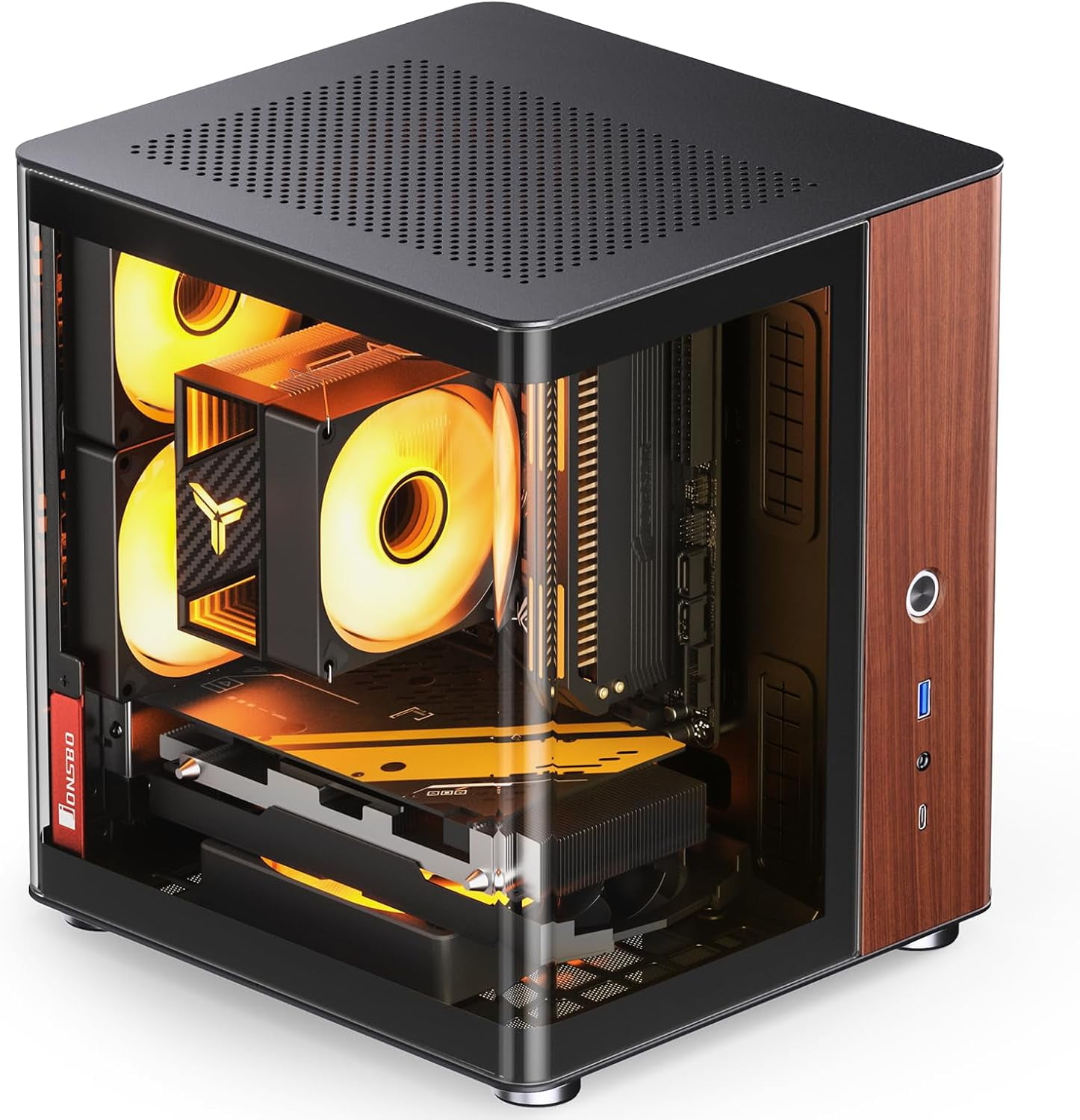 TK-0 Black ITX Mini Tower PC Case, Hyperboloid Glass Desktop Design ...