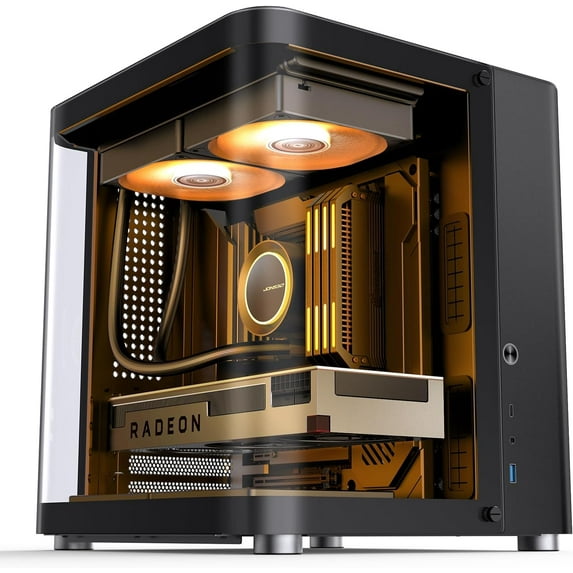 TK-1 Black Micro ATX Mini Tower Computer CASE, Hyperboloid Glass Design ...