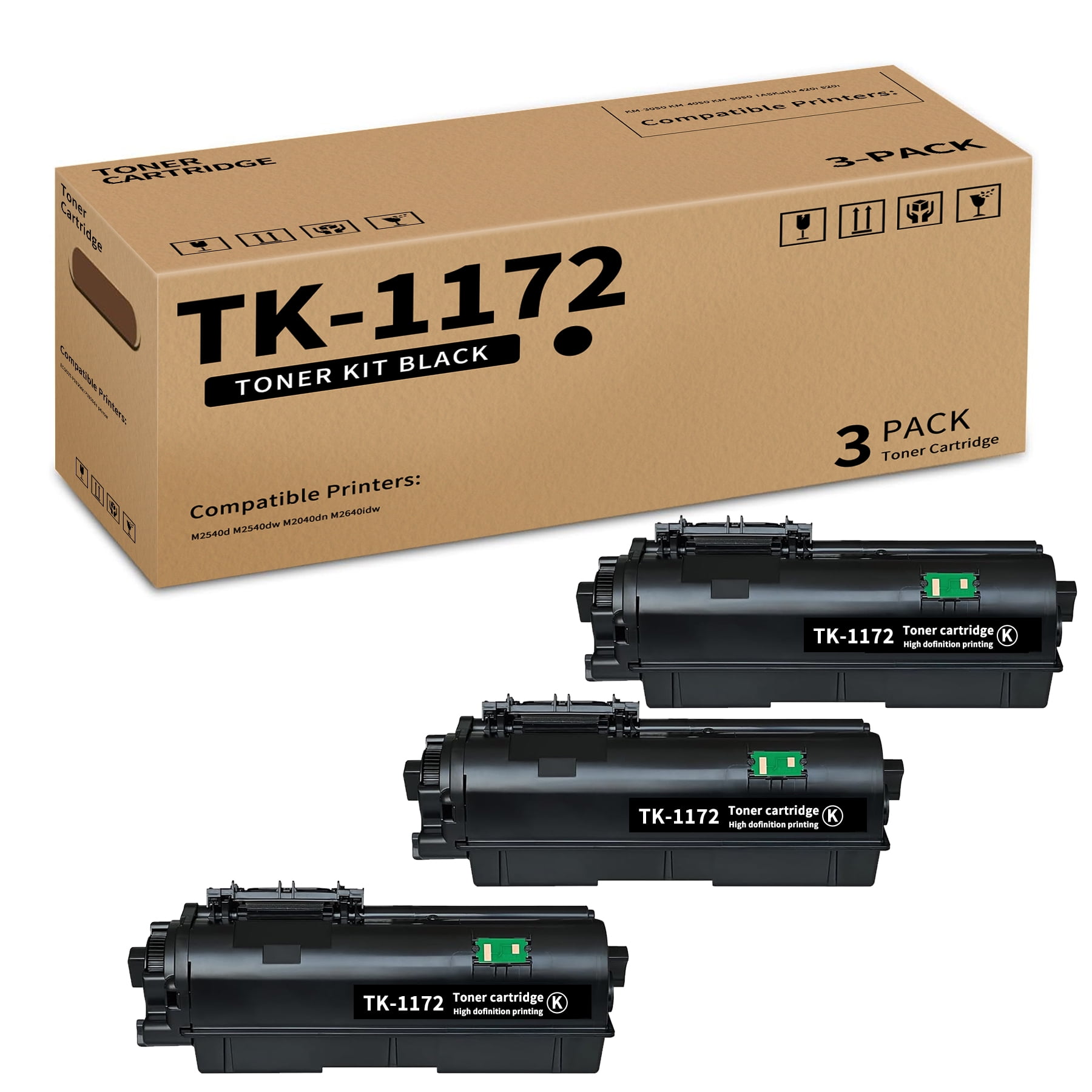 TK-1172 High Yield Black 3 Pack Toner Cartridge Replacement for Kyocera TK1172 TK 1172 ...