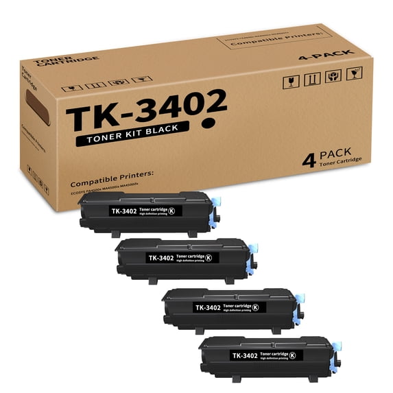 TK-3402 High Yield Black 4 Pack Toner Cartridge Replacement for Kyocera ...