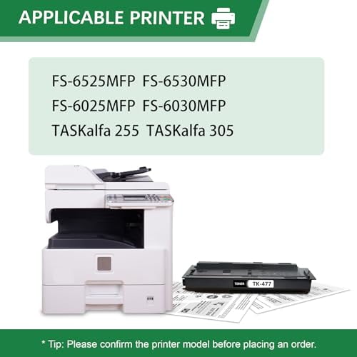 TK-477 TK477 Black Toner Cartridge 2-Pack Replacement for Kyocera TK477 1T02K30US0 Toner for FS ...