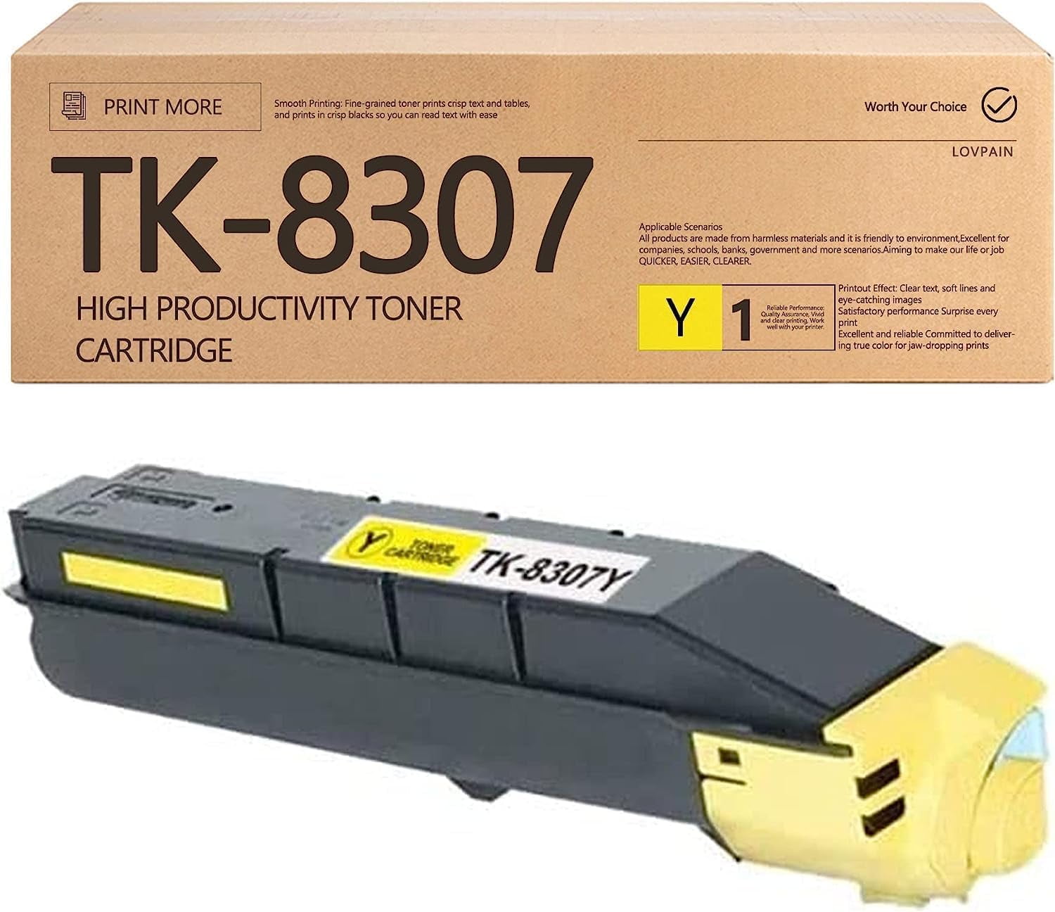 TK-8307Y High Yield Yellow TK-8307 Toner Cartridge 1-Pack: Replacement for Kyocera Copystar CS ...