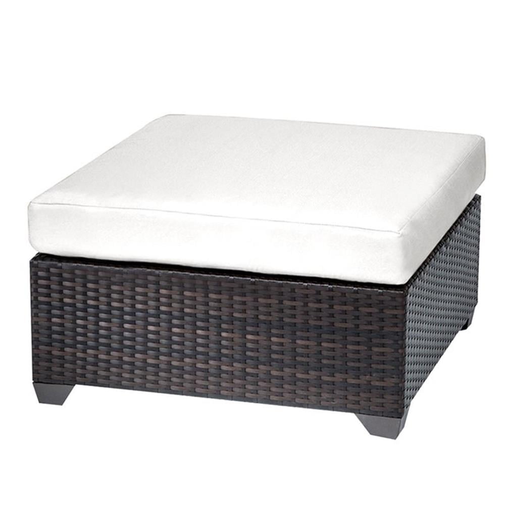 TK Classic Belle Wicker Patio Square Ottoman in White - Walmart.com