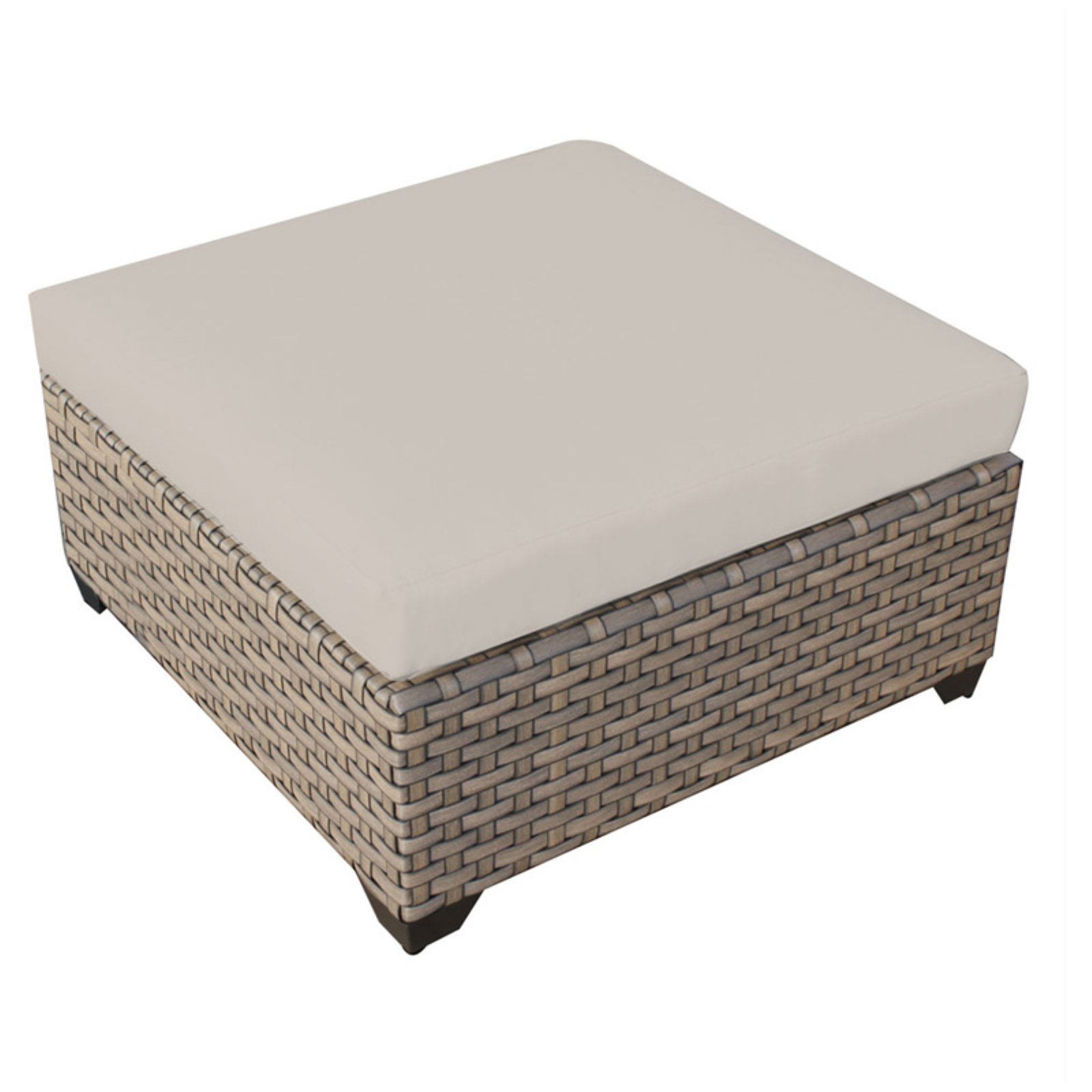 TK Classic Monterey Wicker Patio Square Ottoman in Beige - Walmart.com