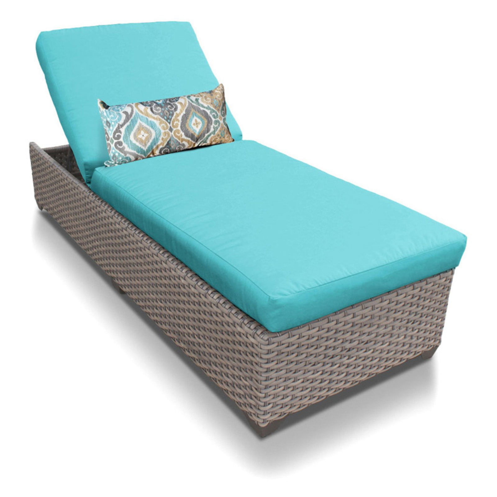 TK Classic Oasis Wicker Patio Chaise Lounge in Turquoise - Walmart.com