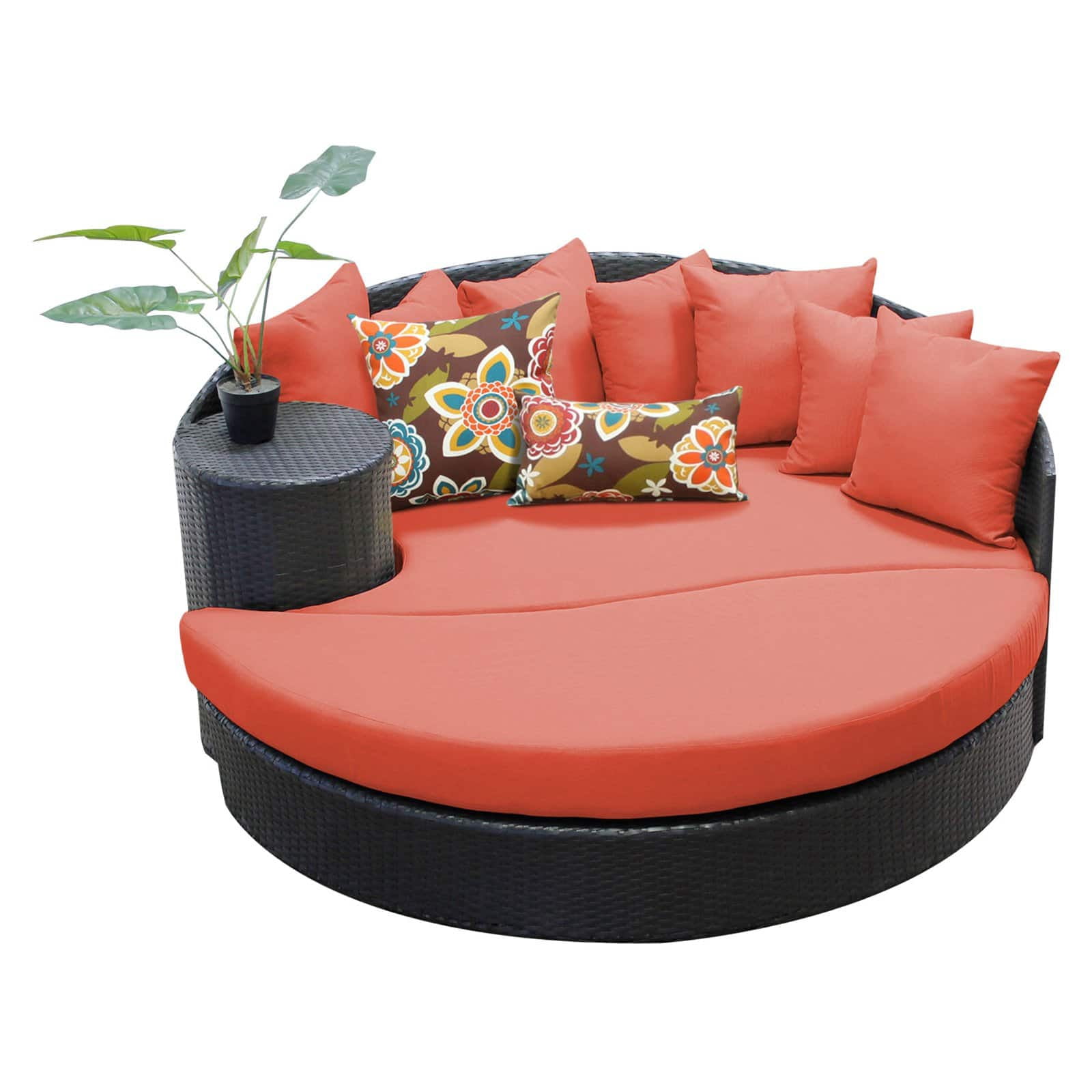 Barbados Circular Sun Bed - Outdoor Wicker Patio Furniture in Tangerine ...