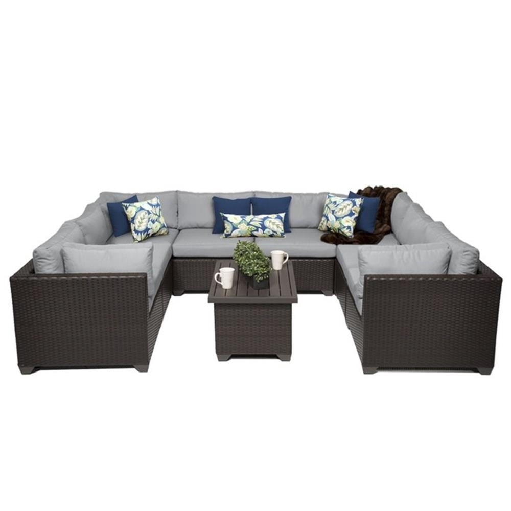 TK Classics Belle 9 Piece Patio Wicker Sectional Set 09a in Gray ...