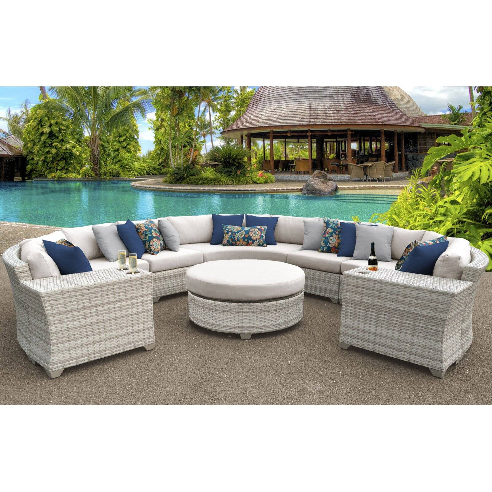 TK Classics Fairmont 8 Piece Outdoor Wicker Patio Furniture Set 08b ...