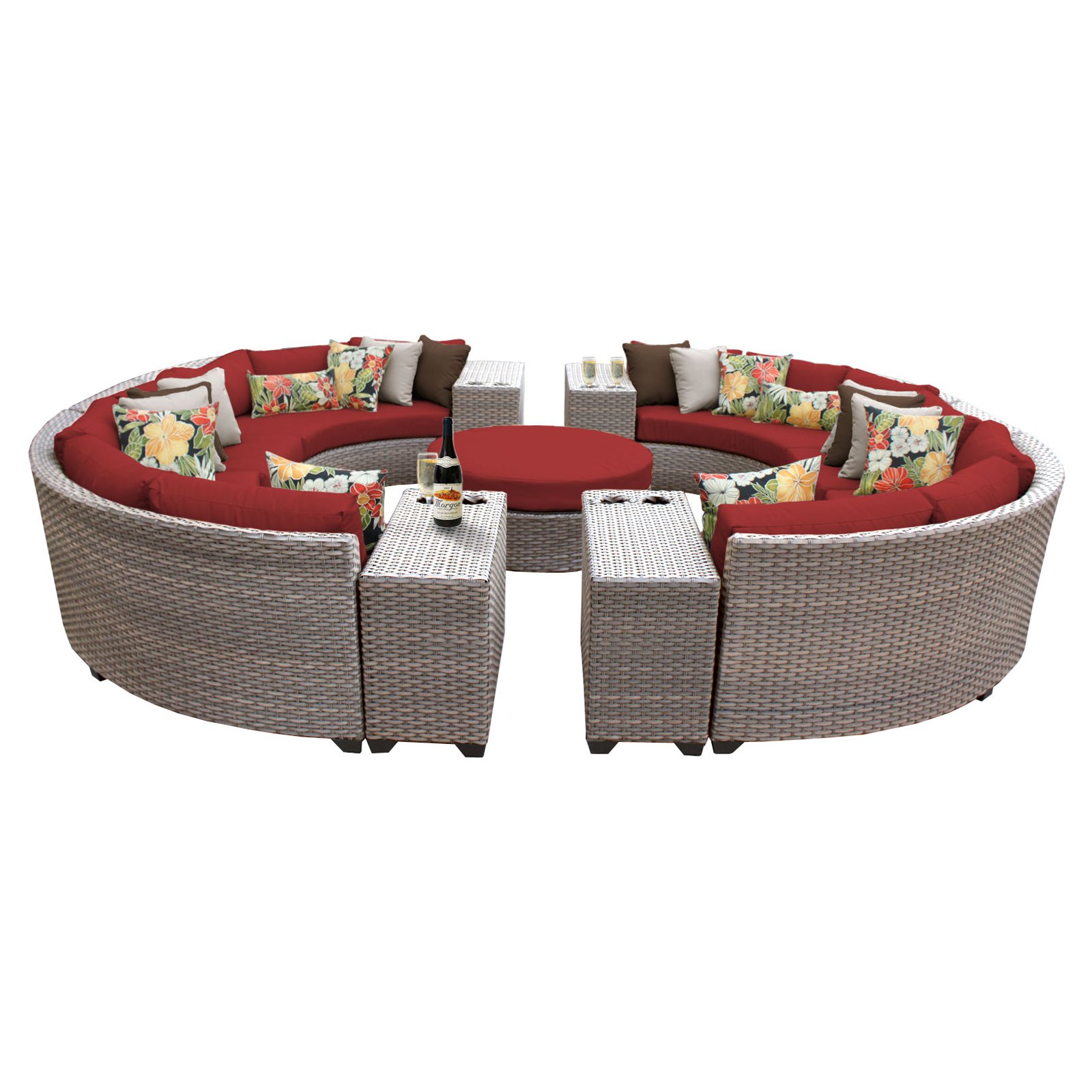 TK Classics Florence 11 Piece Outdoor Wicker Patio Furniture Set 11b ...