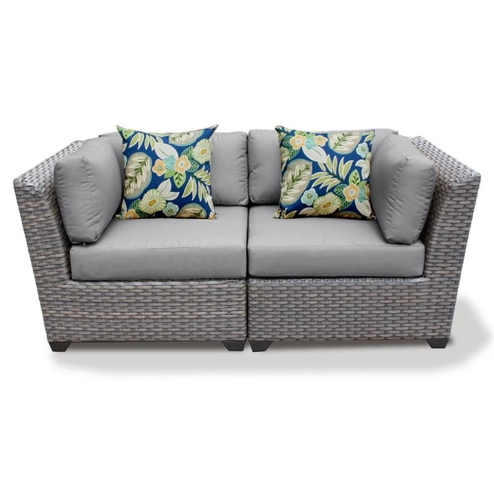TK Classics Florence Patio Wicker Loveseat in Grey - Walmart.com