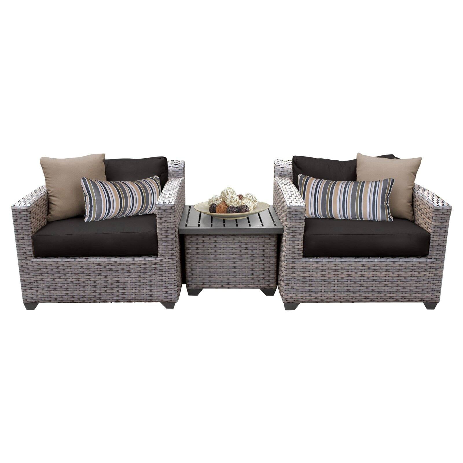 Florence 3 Piece Outdoor Wicker Patio Furniture Set 03a in Black ...