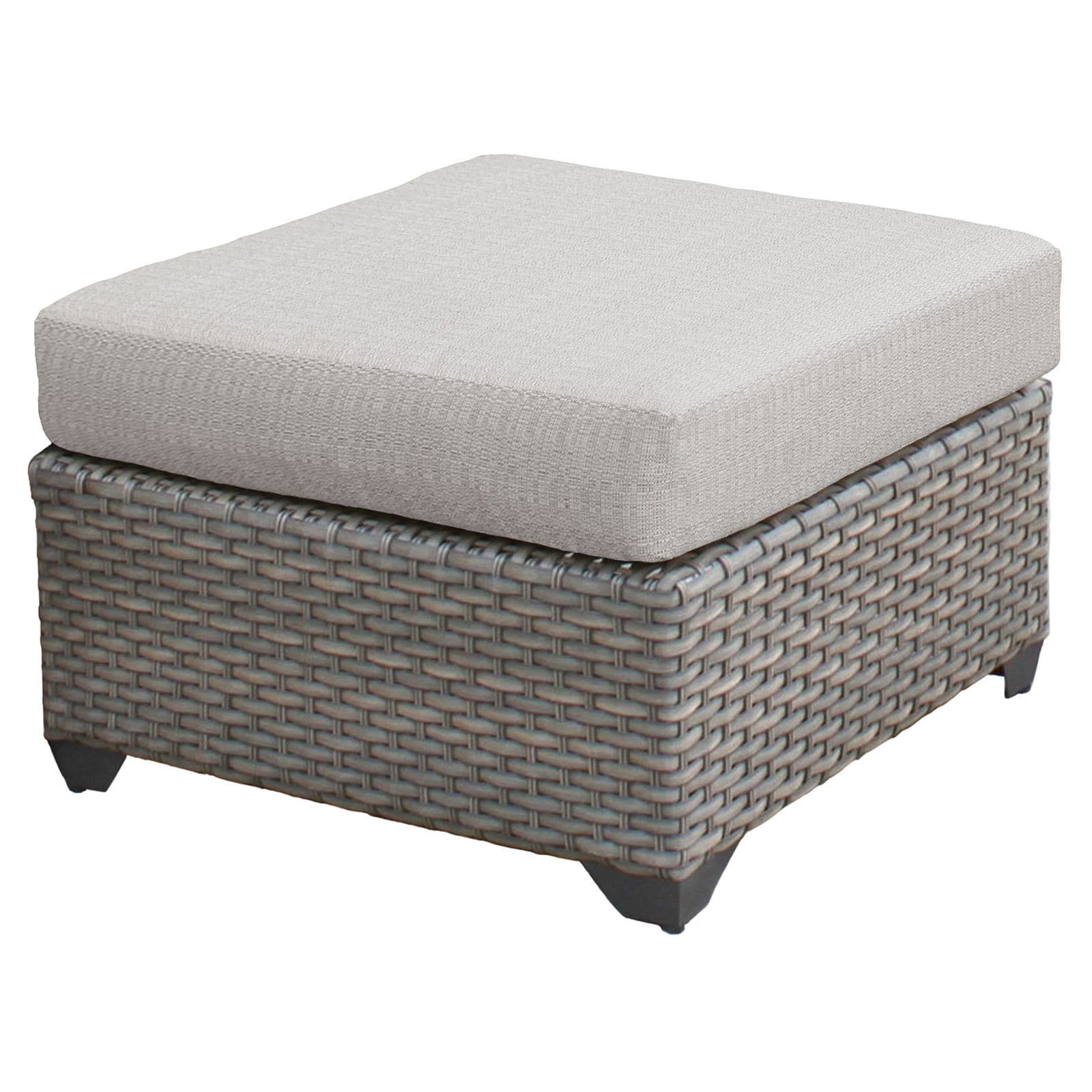 TK Classics Florence Wicker Outdoor Ottoman Set of 2, Cushion Covers ...