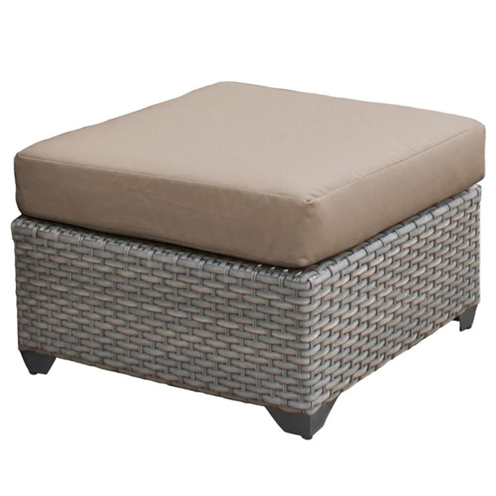TK Classics Florence Wicker Patio Square Ottoman in Wheat - Walmart.com