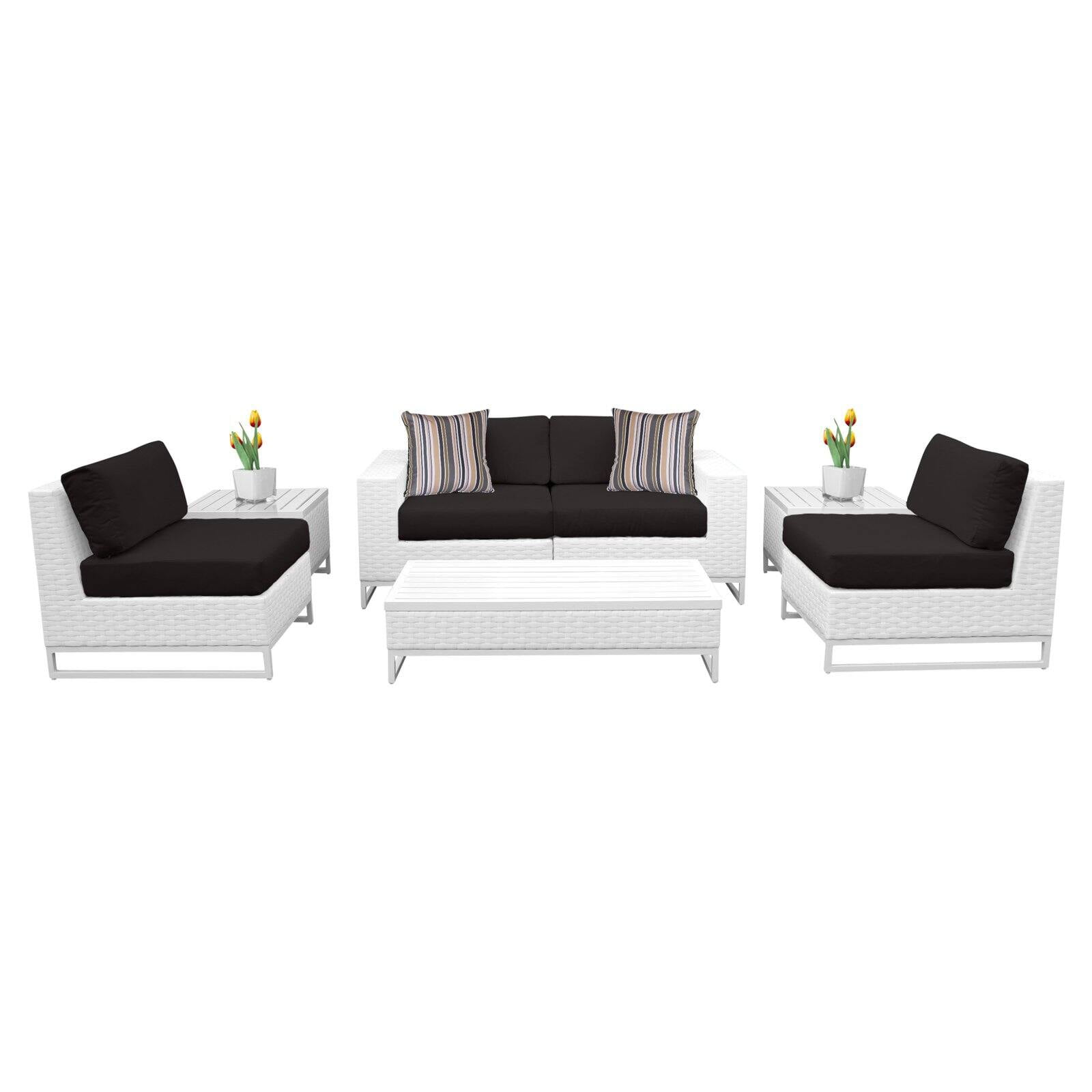 TK Classics Miami Wicker 7 Piece Loveseat Patio Conversation Set with ...