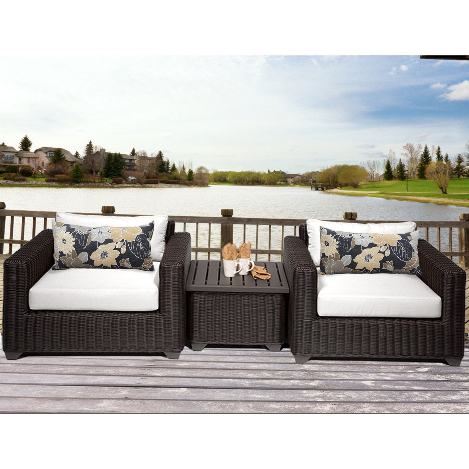 Delacora TKC-DPF-VEN03A Venice Outdoor 3 Piece Conversation Set ...