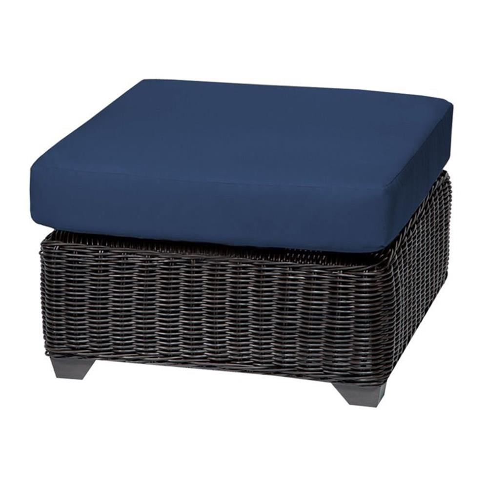 TK Classics Venice Wicker Patio Square Ottoman in Navy - Walmart.com