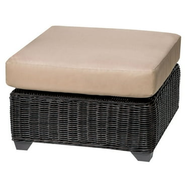 TK Classic Monterey Wicker Patio Square Ottoman in Beige - Walmart.com