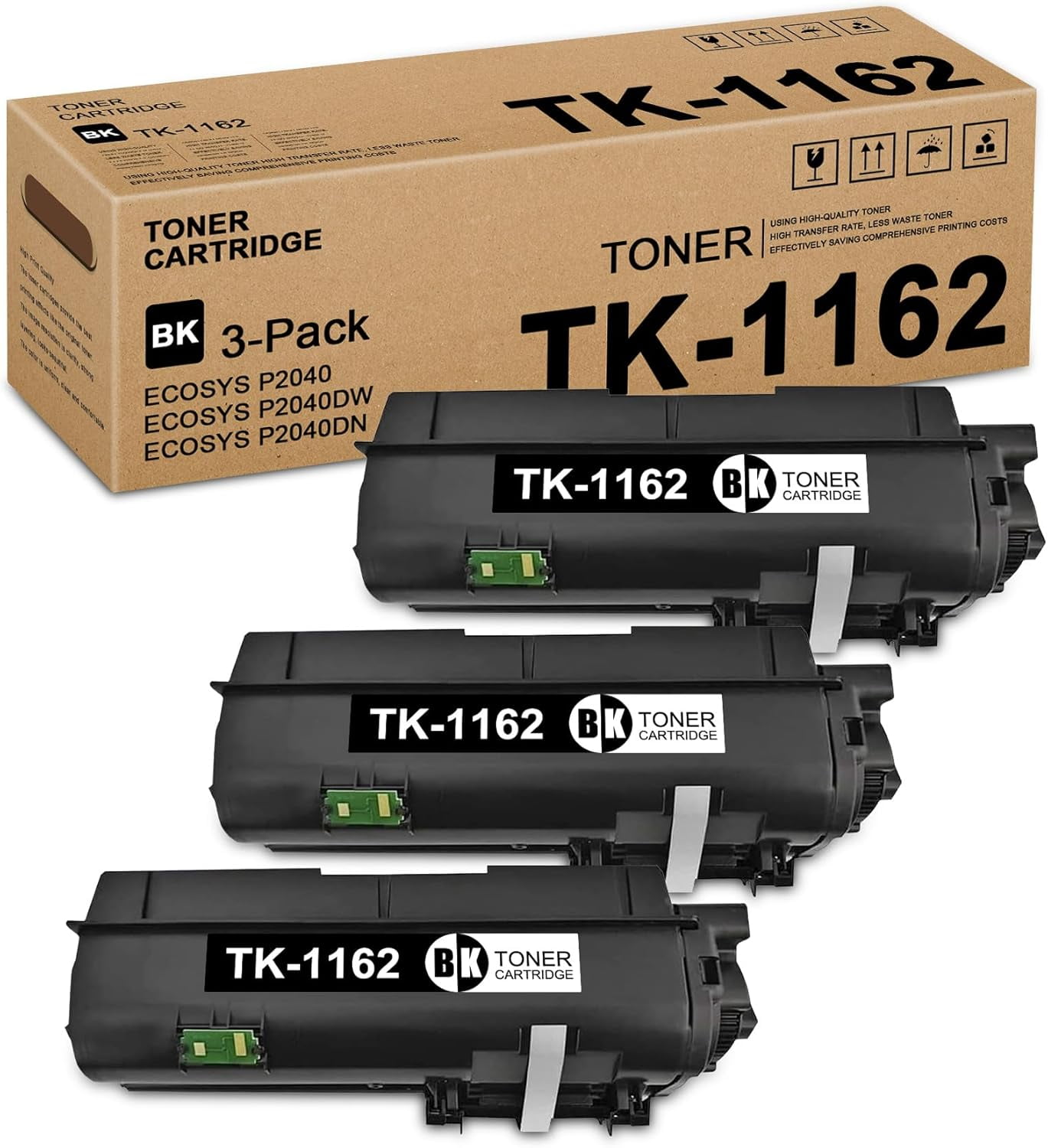 TK1162 TK-1162 Black Toner Cartridge 3-Pack - Lov TK1162 Black Toner ...