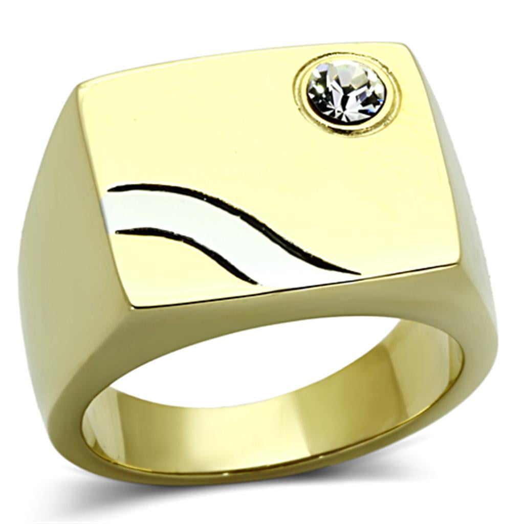 Two-Tone IP Gold (Ion Plating) Stainless Steel Ring with Top Grade ...