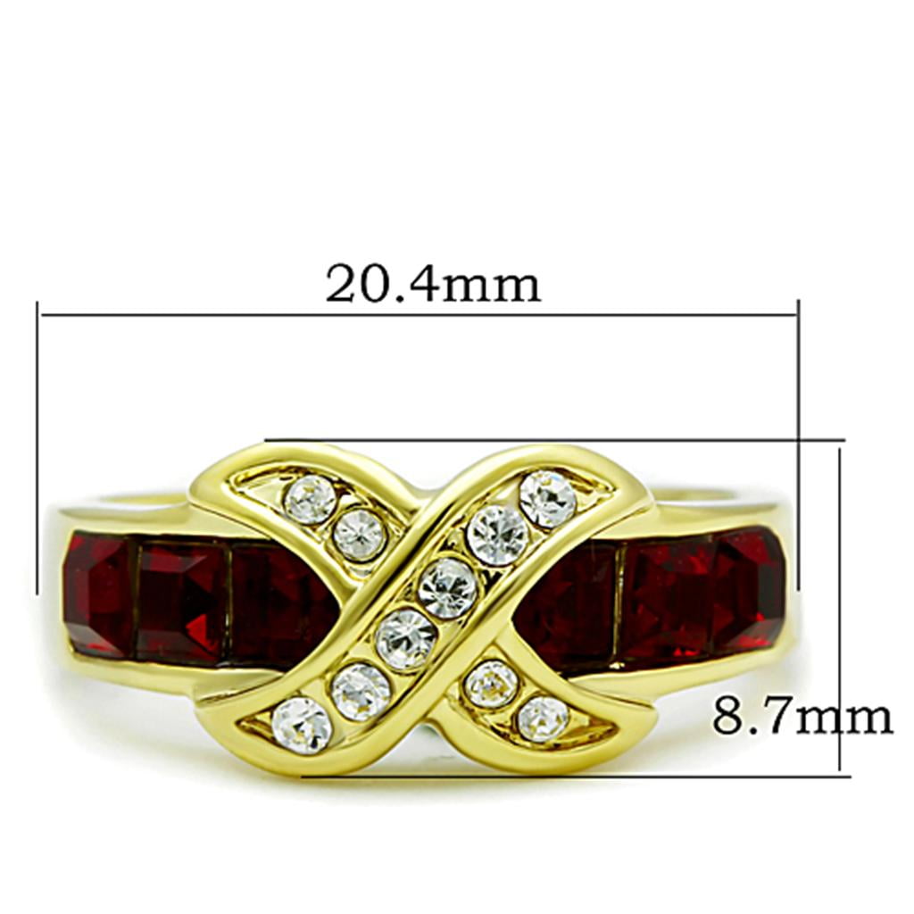 IP Gold(Ion Plating) Stainless Steel Ring with Top Grade Crystal in ...