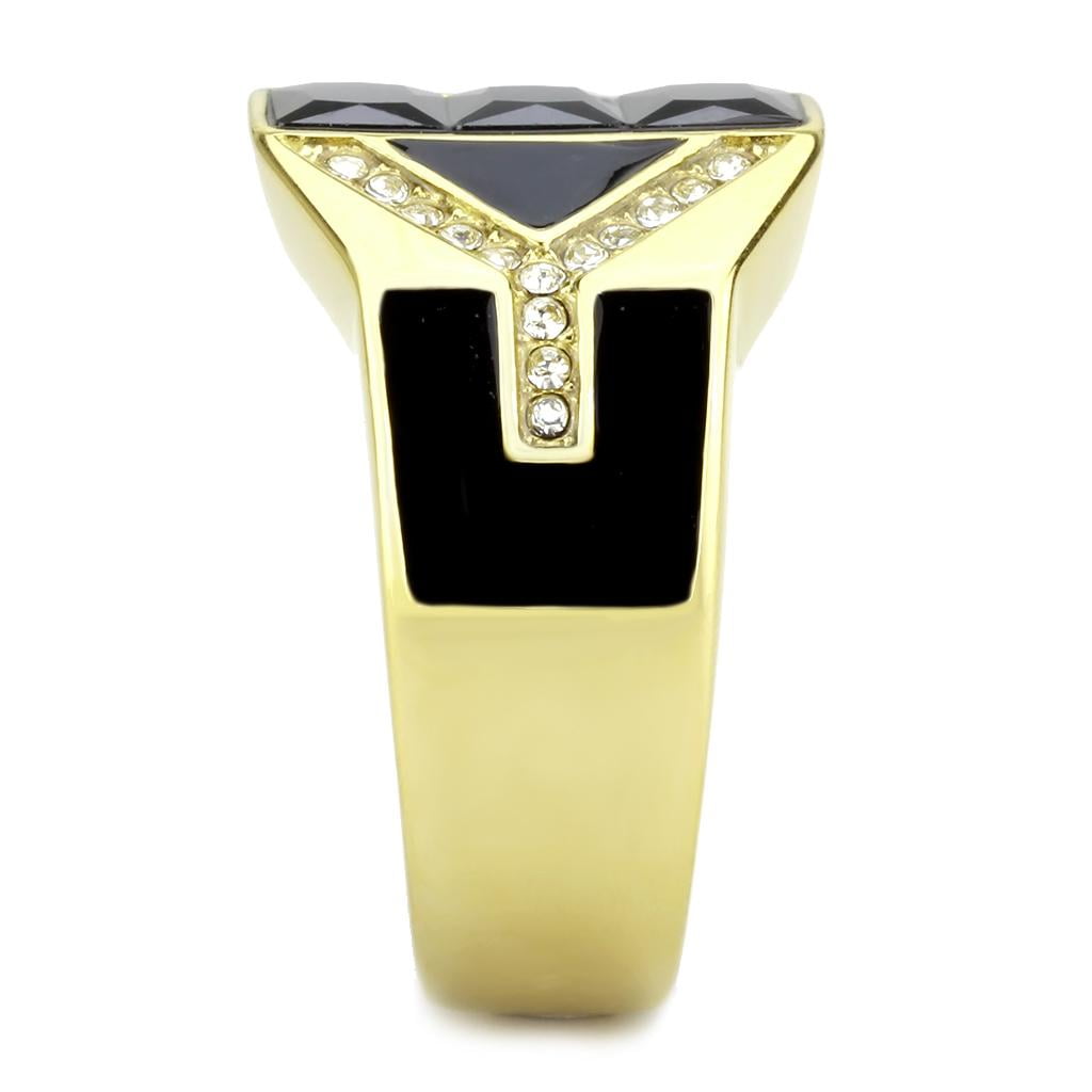 TK3721 - IP Gold(Ion Plating) Stainless Steel Ring with AAA Grade CZ in Black Diamond - Walmart.com