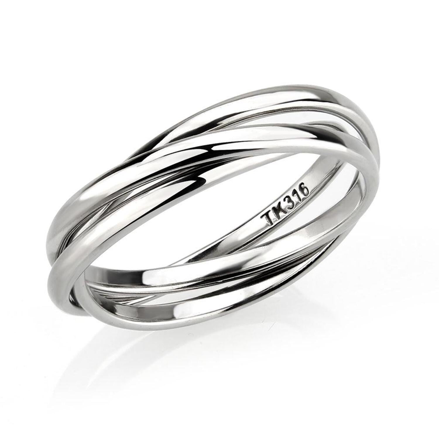 TK3743 - High polished Stainless Steel Interlocking Ring - Walmart.com