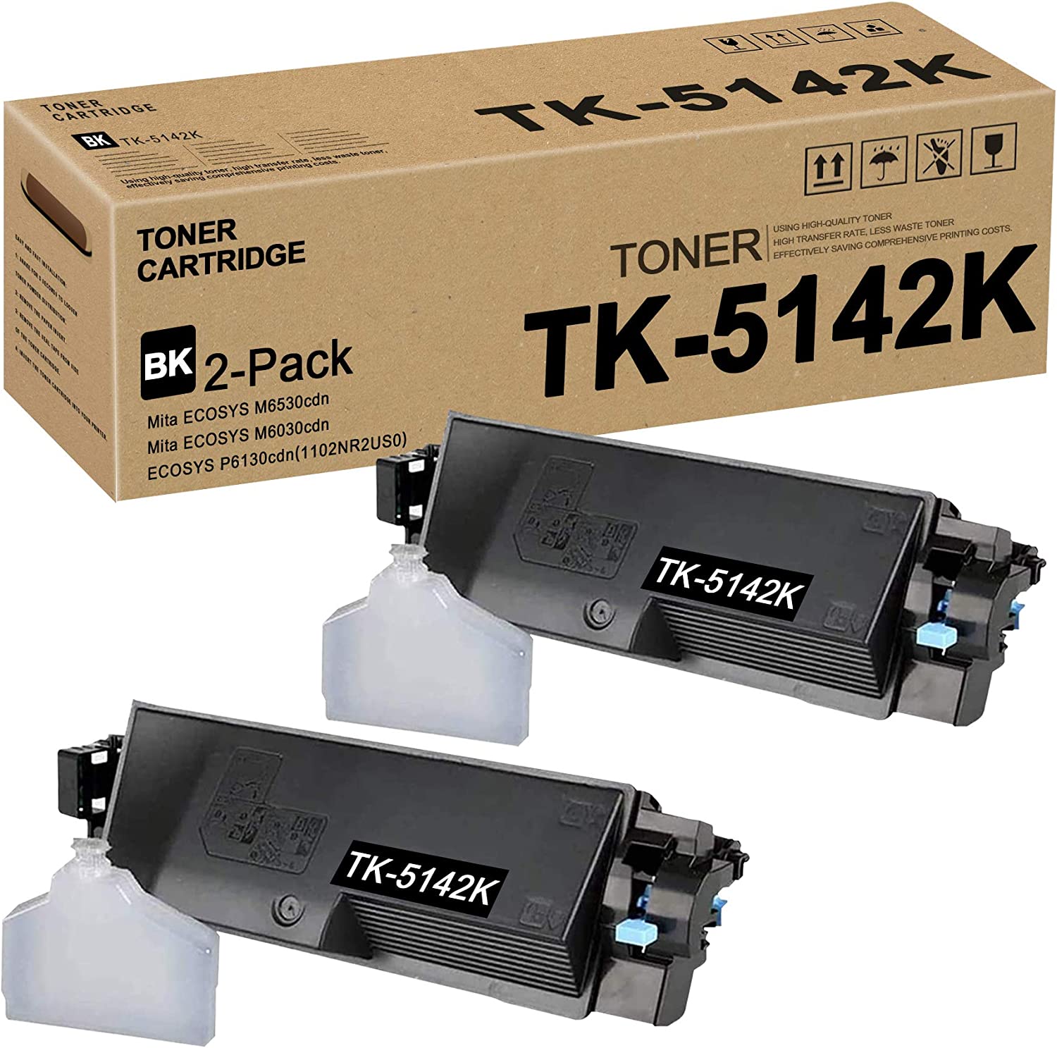 TK5142 TK-5142K 1T02NR0US0 Toner Cartridge (Black,2 Pack) Replacement for Kyocera Mita ECOSYS ...
