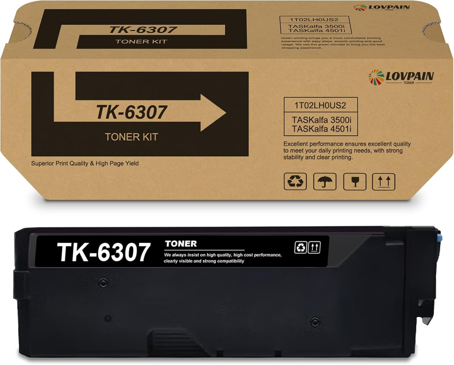 TK6307 Black Toner Cartridge 1 Pack - Lovn Compatible TK-6307 Toner ...