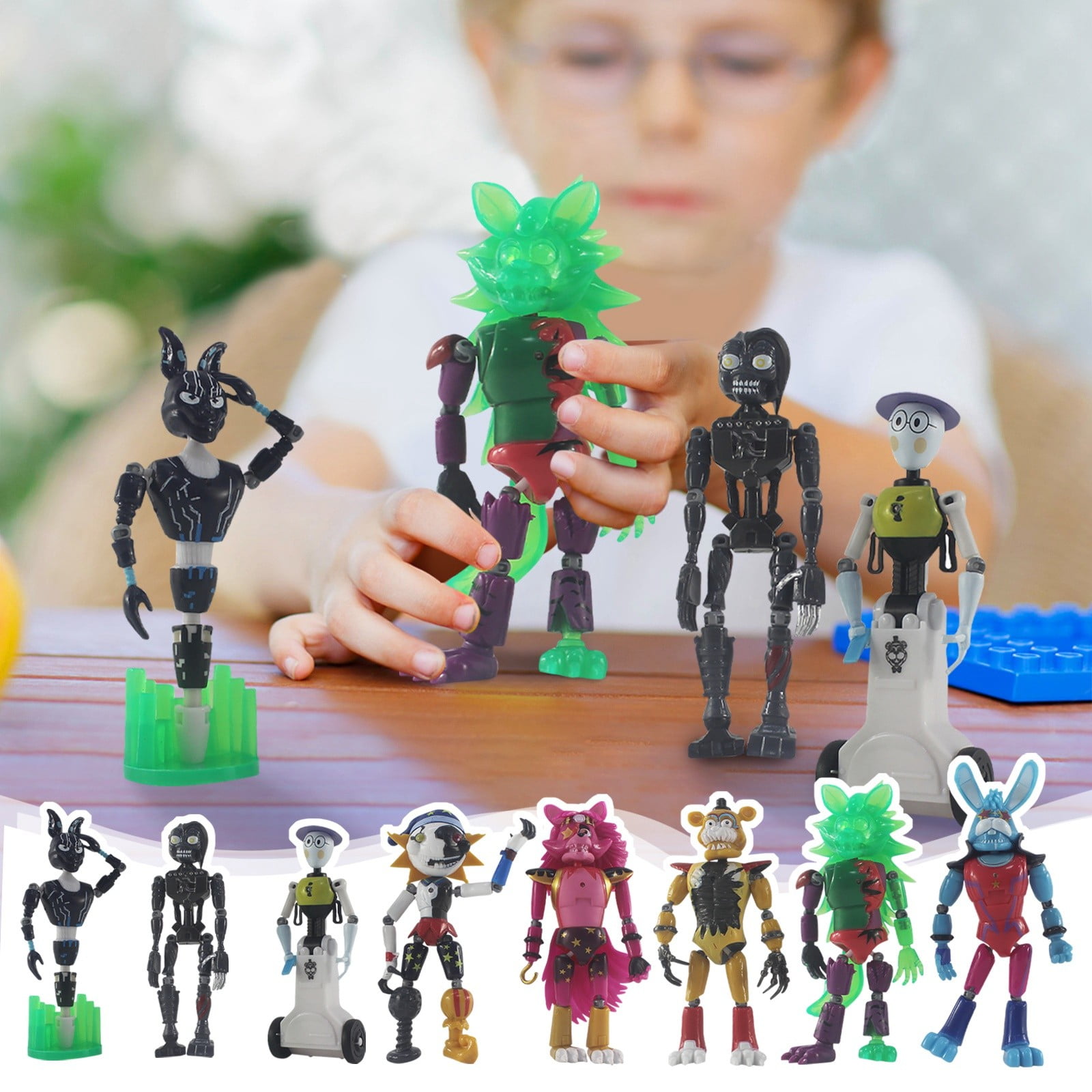 TKBABEUE 8Pcs FNAF Toys Action Figure Clearance, 5.5"-6.6" Glowing Toys ...