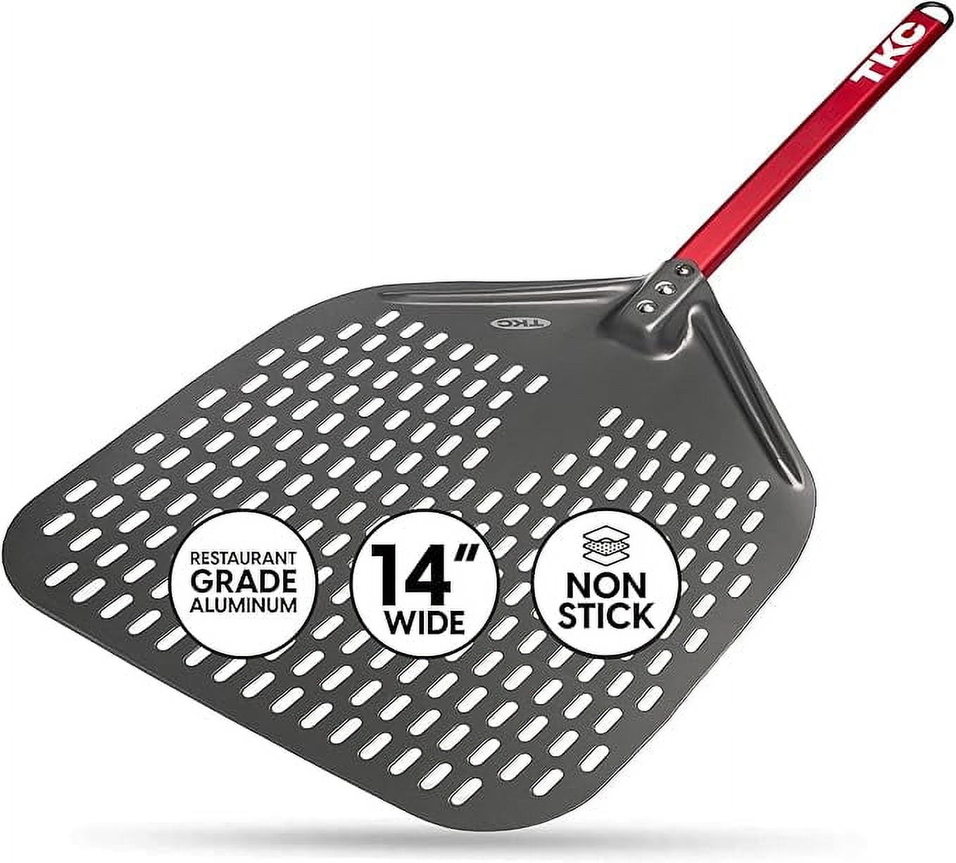 TKC 14 In Perforated Pizza Peel - Aluminum Turning Peel for All Pizza Ovens 31 Black/Red ...